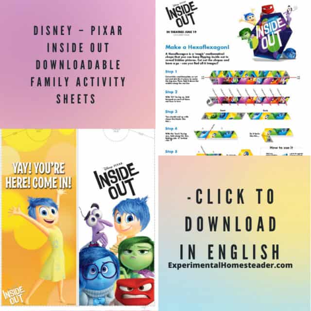 Inside Out Downloadable Family Activity Sheets - Experimental Homesteader