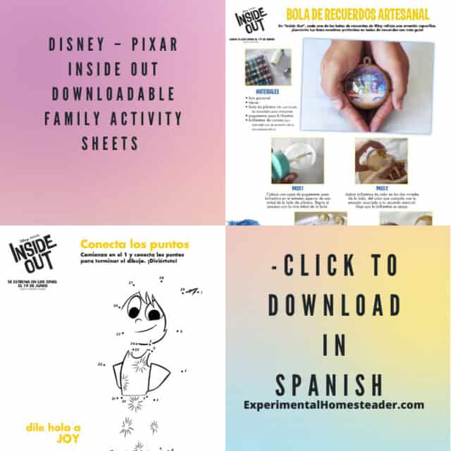 Inside Out Downloadable Family Activity Sheets - Experimental Homesteader