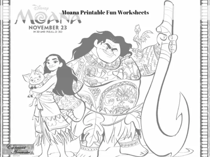 Moana Printable Fun Worksheets - Experimental Homesteader