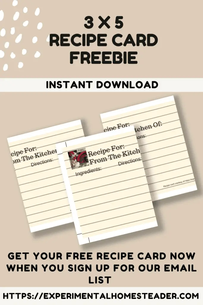 3 X 5 Printable Recipe Card Freebie - Experimental Homesteader